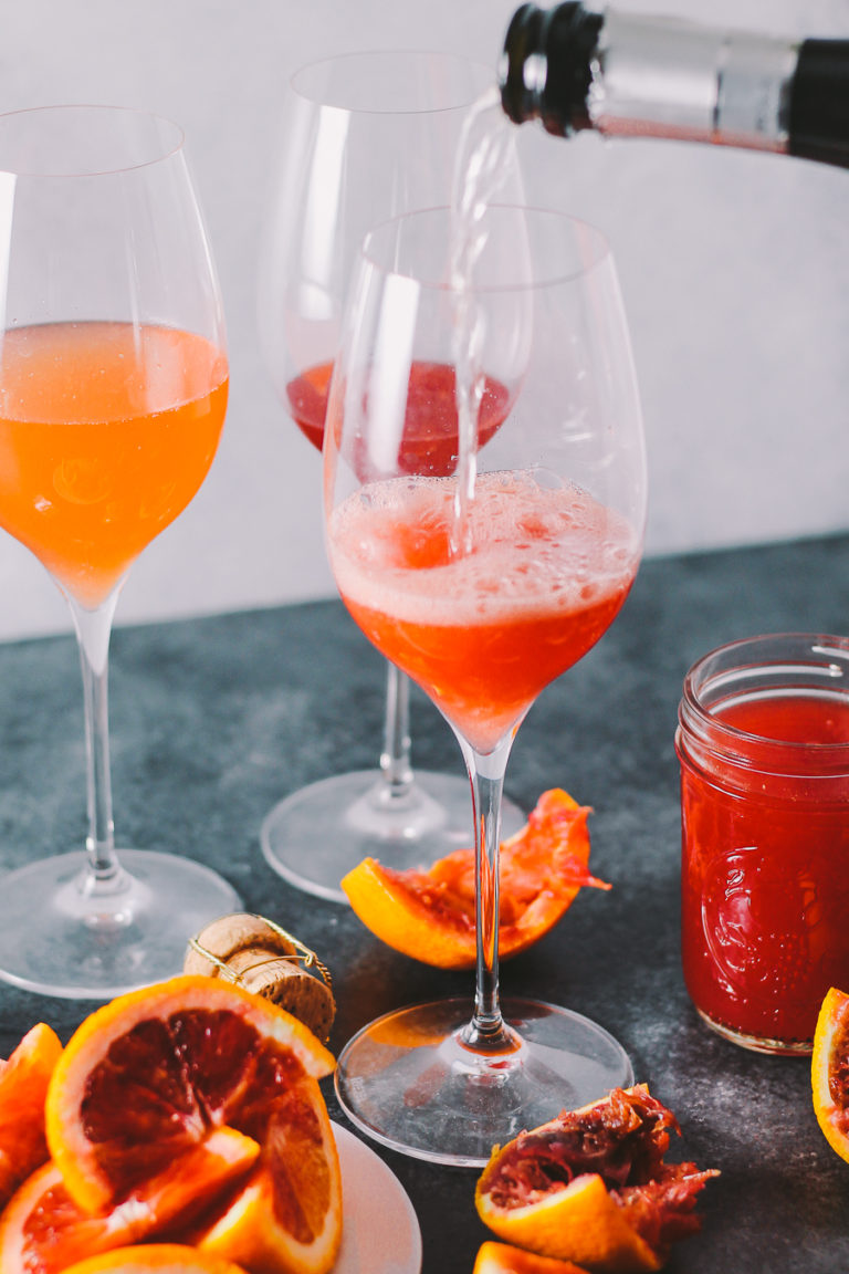 winter citrus mimosas with blood orange & honey - Plays Well With Butter