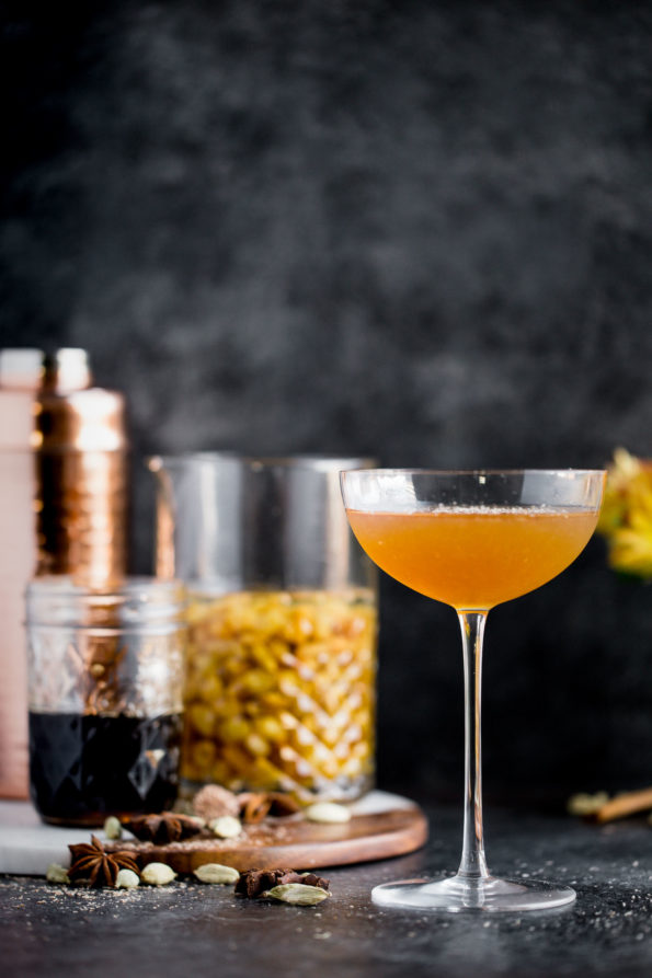 chai cocktail with golden raisin rum - playswellwithbutter
