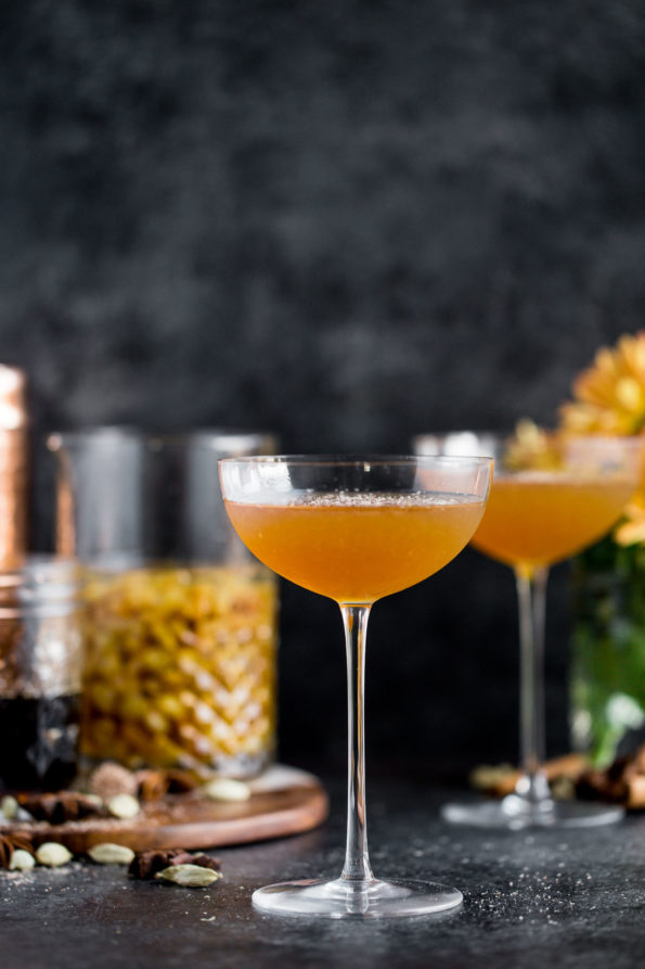 Cozy Chai Cocktail with Golden Raisin Rum & Vanilla Chai Syrup
