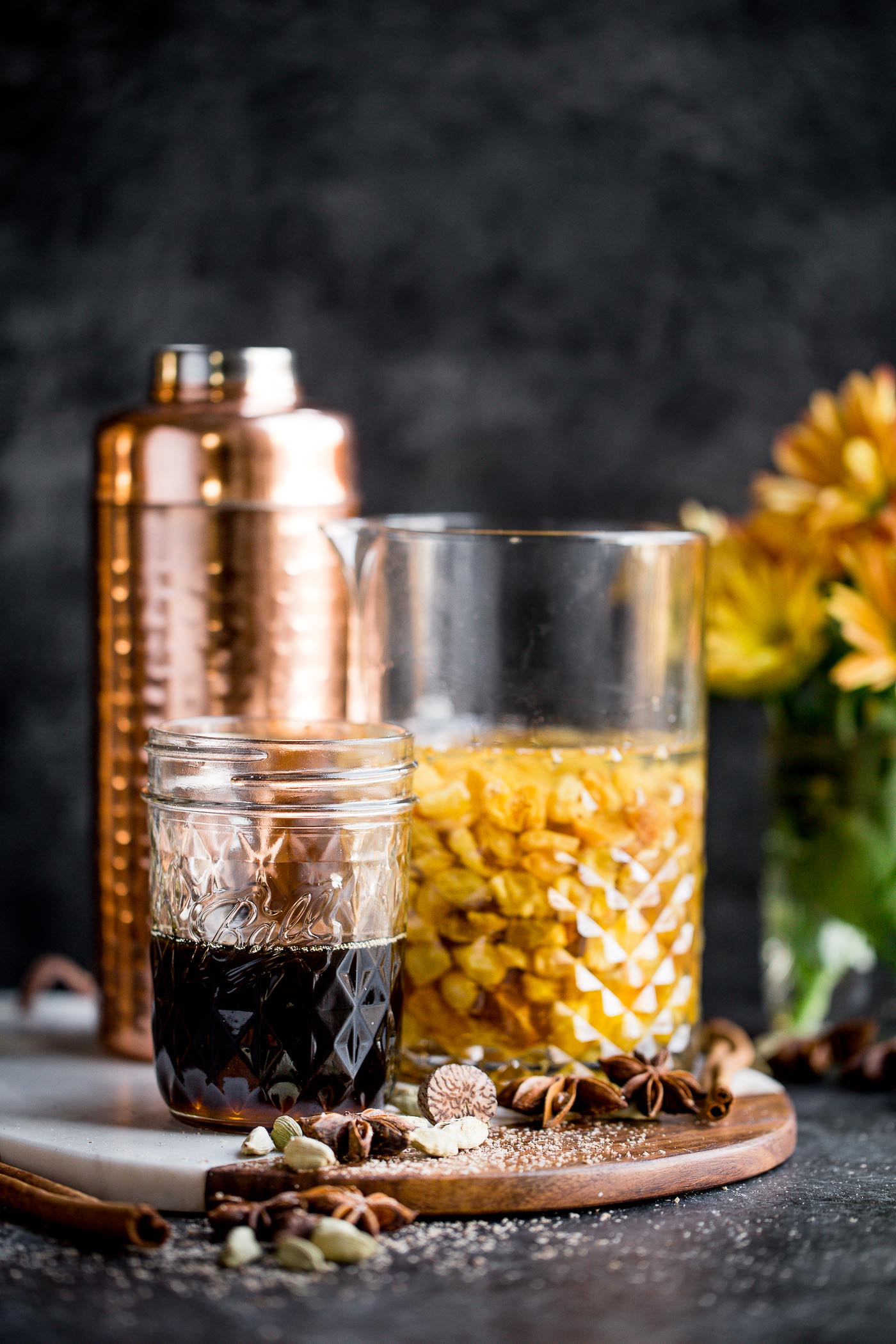 Cozy Chai Cocktail with Golden Raisin Rum & Vanilla Chai Syrup