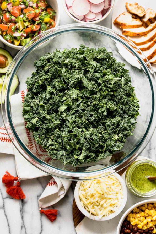 kale taco salad + roasted jalapeno vinaigrette