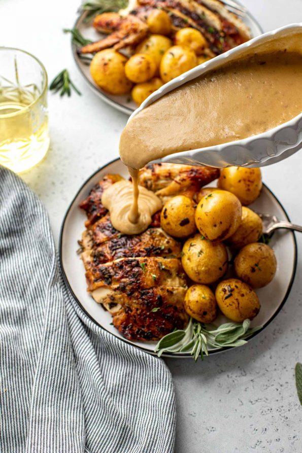 Thanksgiving Chicken & Gravy (Oven Roasted Skillet Chicken) | PWWB