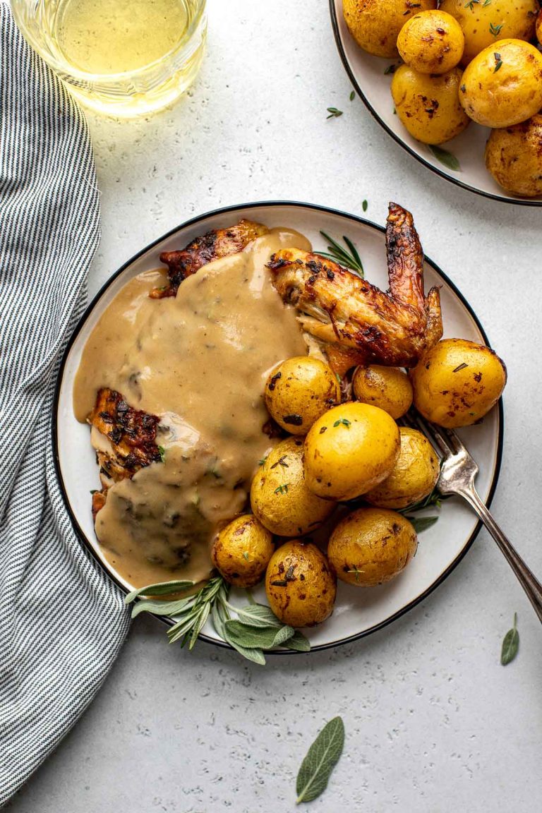 Thanksgiving Chicken & Gravy (Oven Roasted Skillet Chicken) | PWWB