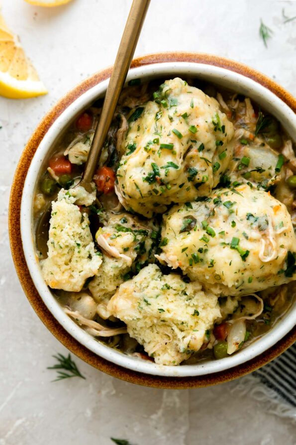 Homemade Spring Chicken and Dumpling Soup with Fresh Herbs | PWWB