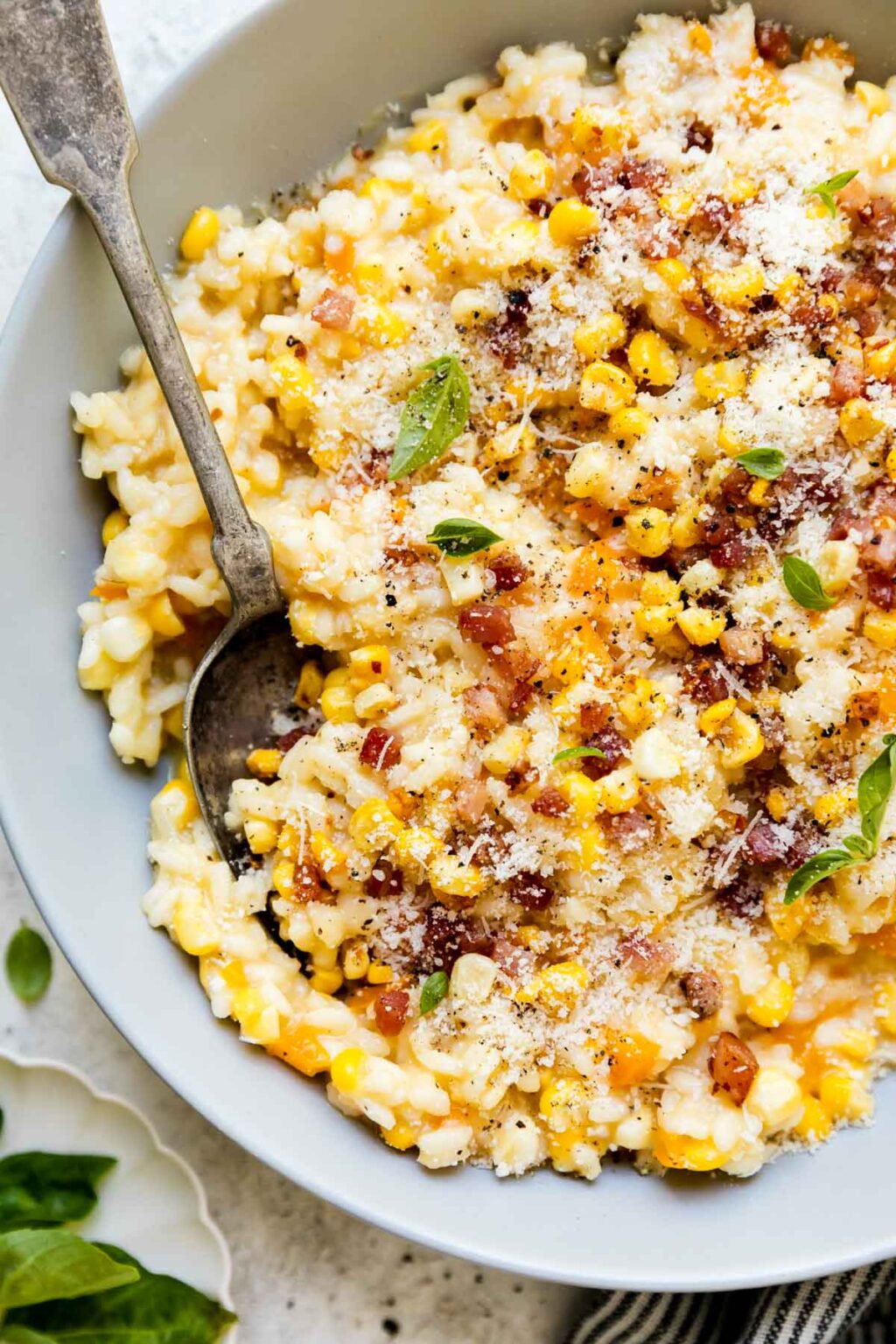 Sweet Corn Risotto with Crispy Pancetta | Plays Well With Butter