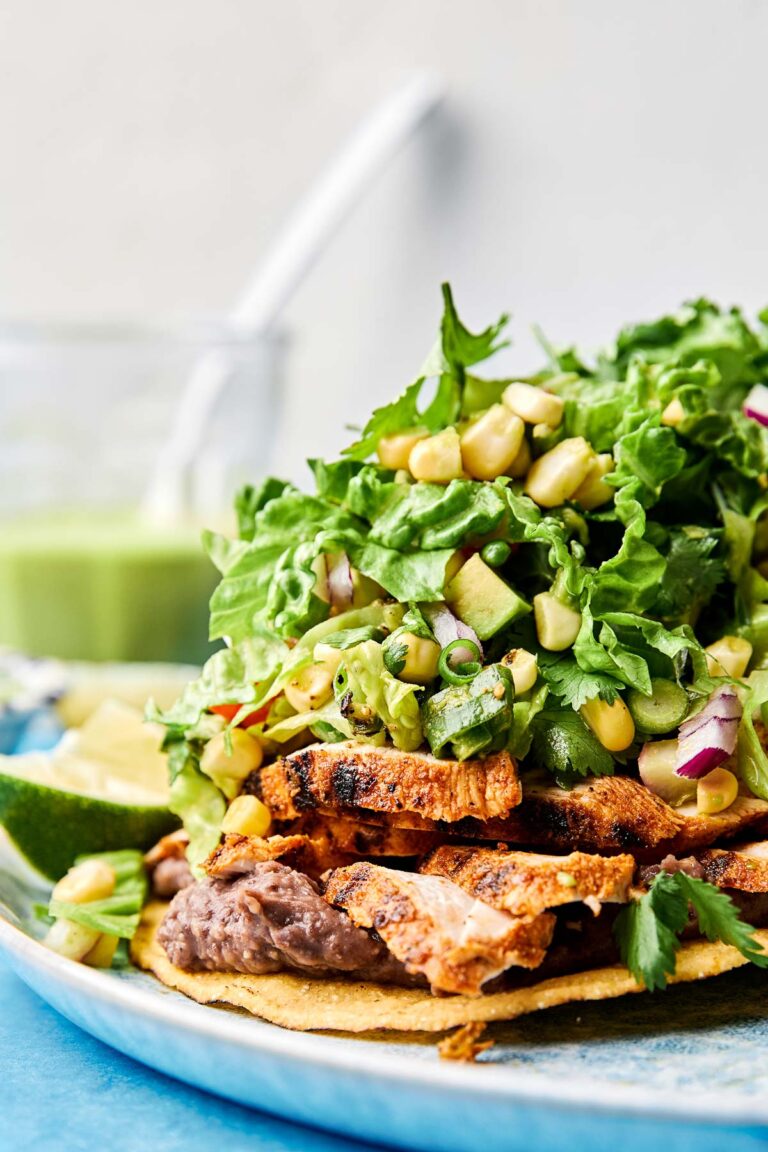 Zesty Lime Chicken Tostada Salad with Cilantro Lime Vinaigrette