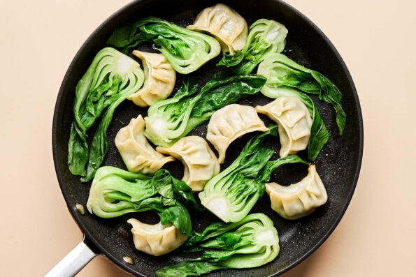 15-Minute Pan-Fried Dumplings + Bok Choy (Easy One-Pan Meal)