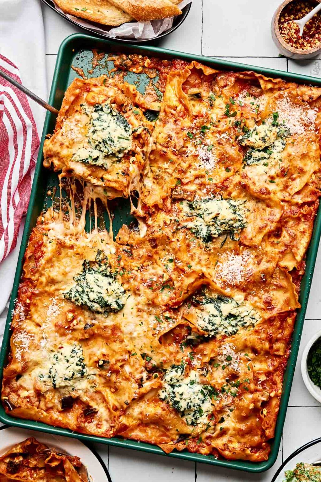 No-Fuss Vegetarian Sheet Pan Lasagna with Cottage Cheese